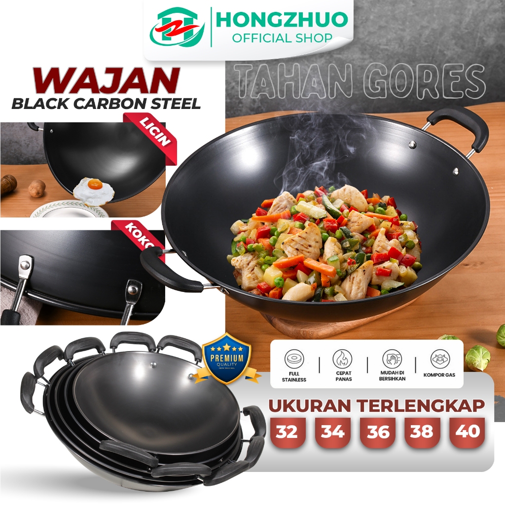 Jual Hongzhuo Black Steel wok Wajan Hitam Mini Stainless Steel Tebal ...