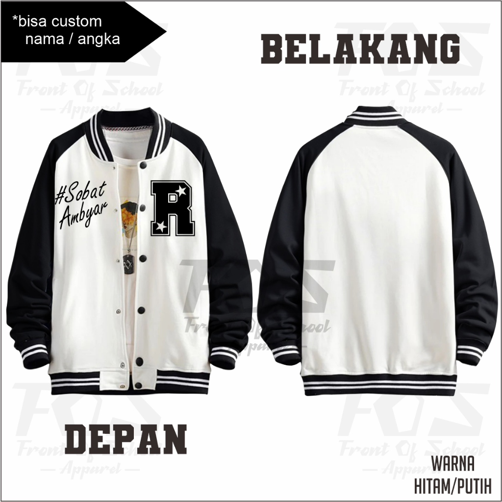 Jual Jaket Baseball Big Size SOBAT AMBYAR INISIAL R ( S - 6XL ) Jacket ...