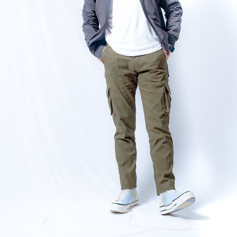 Jual octovus- Celana Cargo Panjang pria dewasa Hijau Army meral stretch premium | Shopee Indonesia