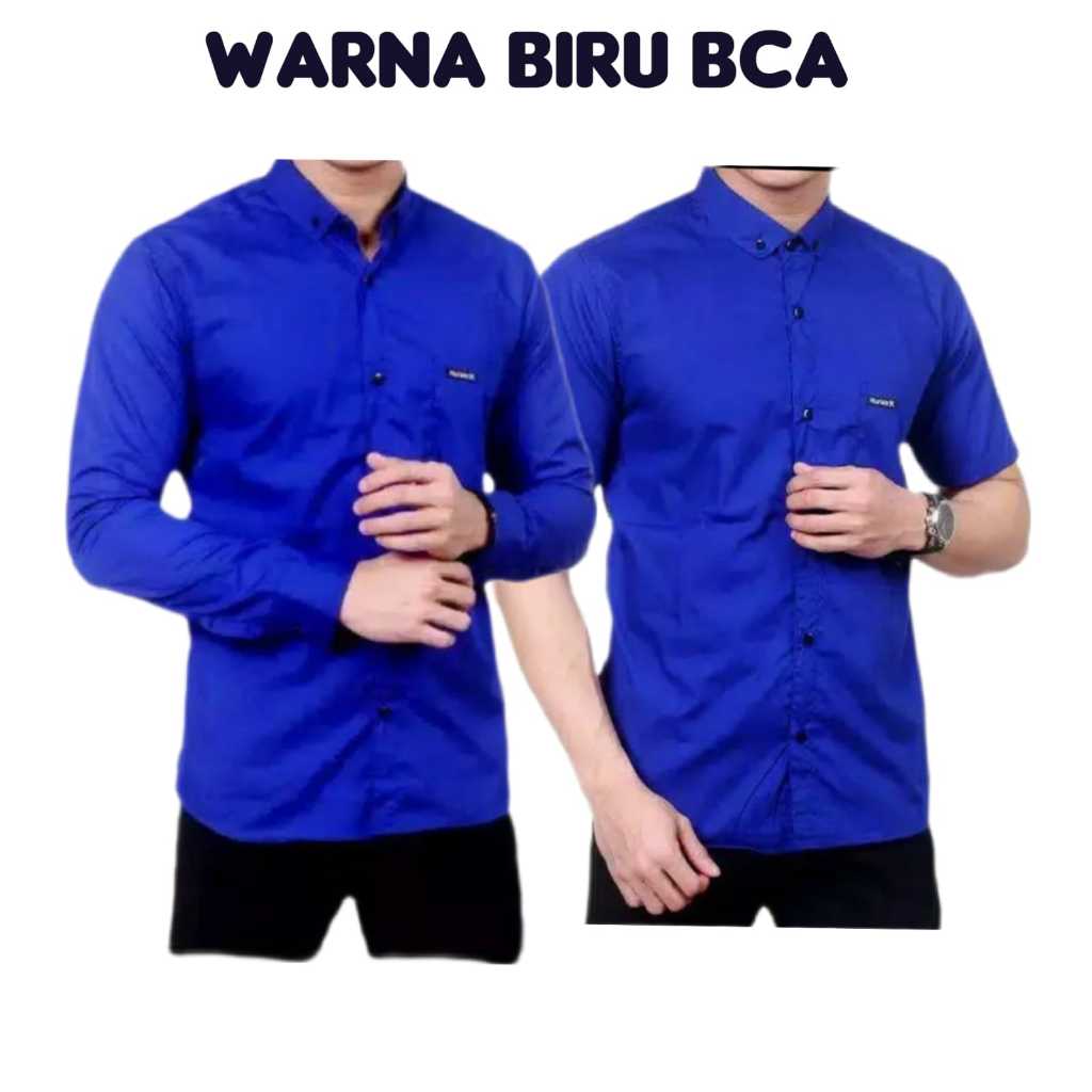 Jual COUPLE) KEMEJA POLOS PRIA DEWASA DAN ANAK WARNA BIRU BCA/BIREL ...