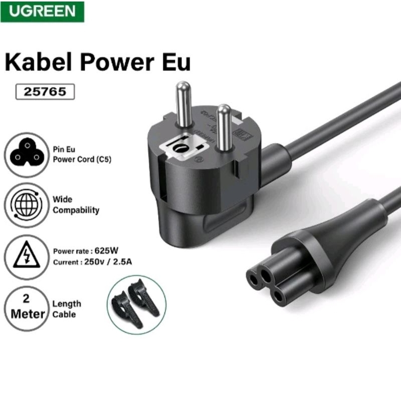 Jual Ugreen EU Power Cord Cable Kabel Power for PC CPU | Shopee Indonesia