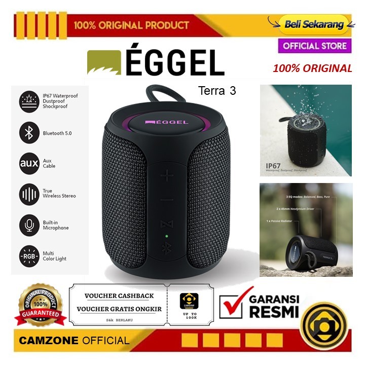 Jual Eggel Terra 3 Mini S 360 Waterproof Bluetooth Speaker RESMI ...