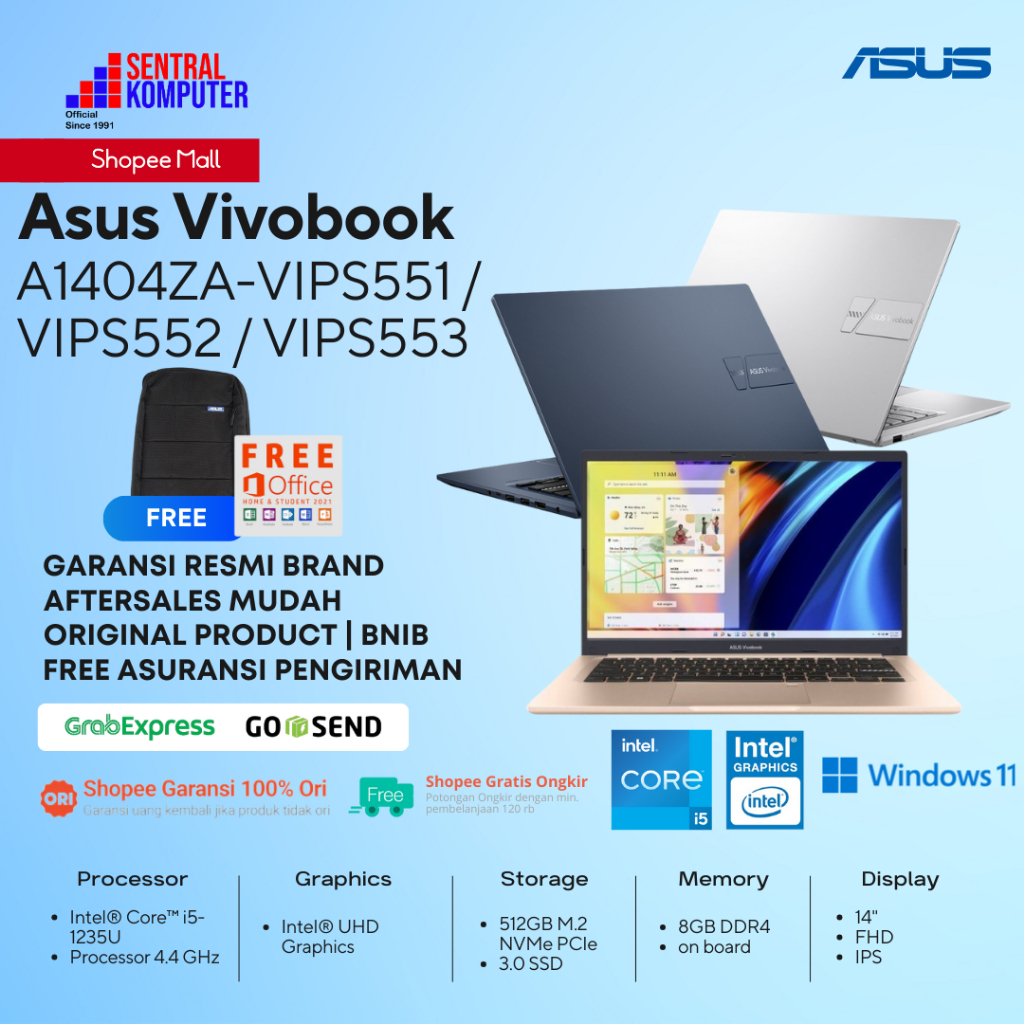 Jual ASUS Vivobook 14 A1404ZA i5-1235U 8GB 512GB iRis Xe 14" FHD OHS ...