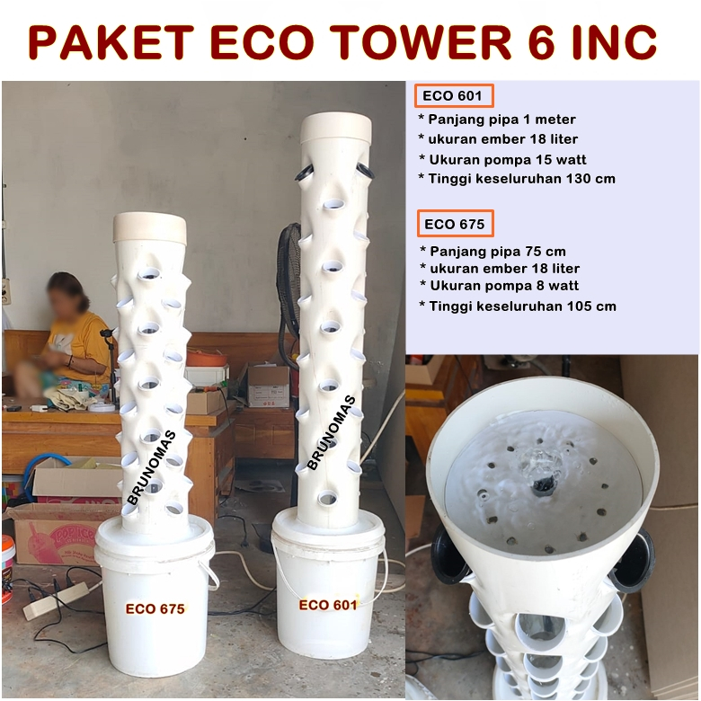 Jual Paket instalasi Hidroponik vertikal model Eco Tower Pipa 6 Inc ...
