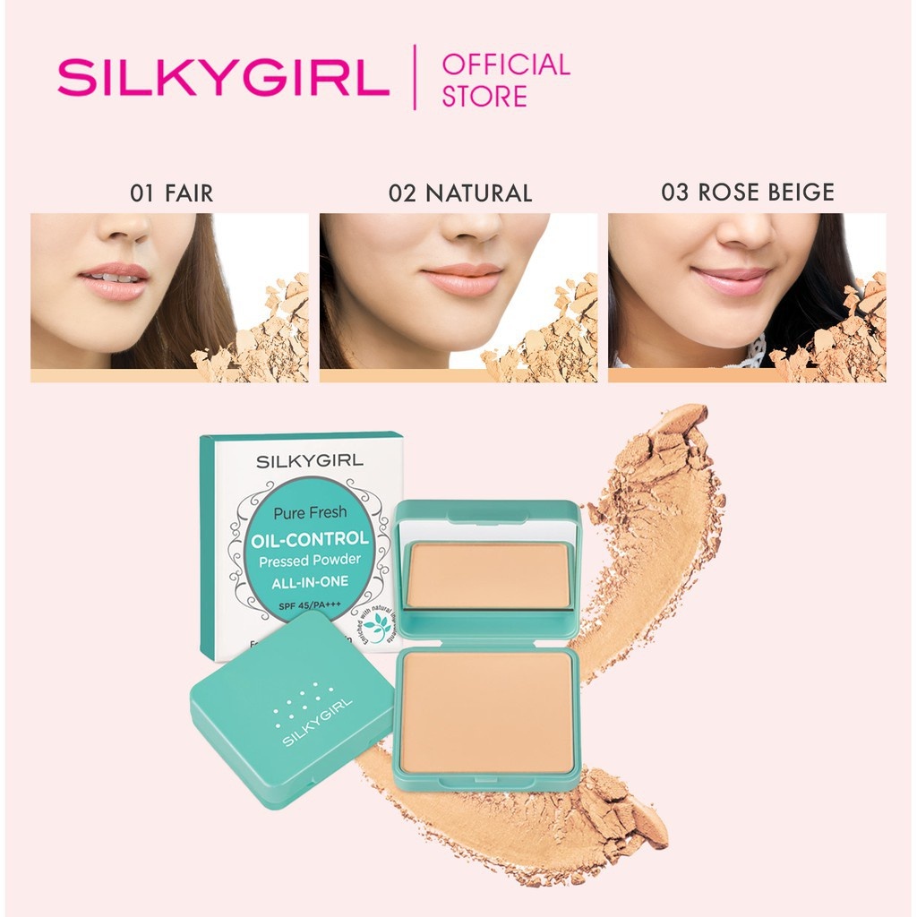 Jual Silky Pure Fresh Oil Control Pressed Powder Spf 45/PA+++ | Shopee ...