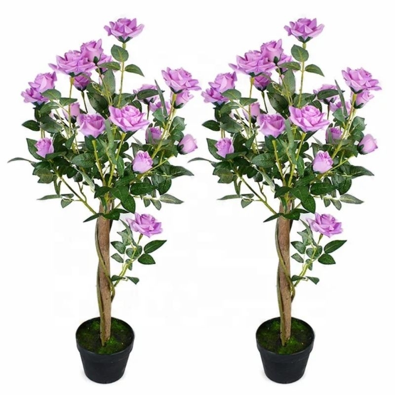 Jual Hiasan Sudut Pojok Ruangan Bunga Mawar Artificial Ungu 70 Cm ...