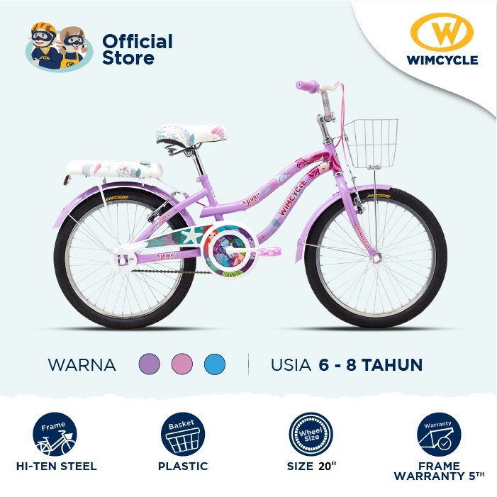 Jual Sepeda Anak Wimcycle Yuna 20 - Purple | Shopee Indonesia