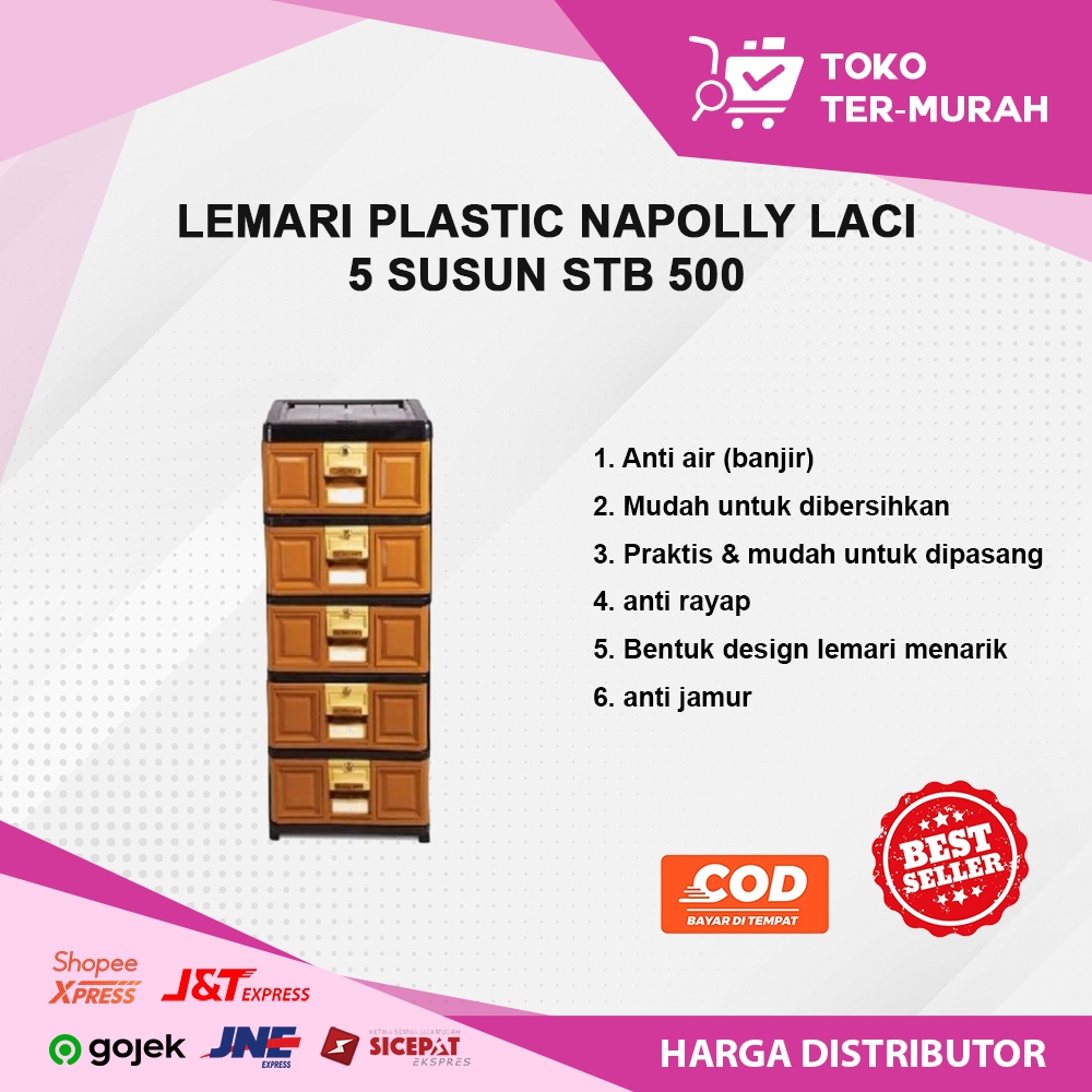 Jual LEMARI PLASTIC NAPOLLY LACI 5 SUSUN STB 500 LEMARI 5 SUSUN LACI ...