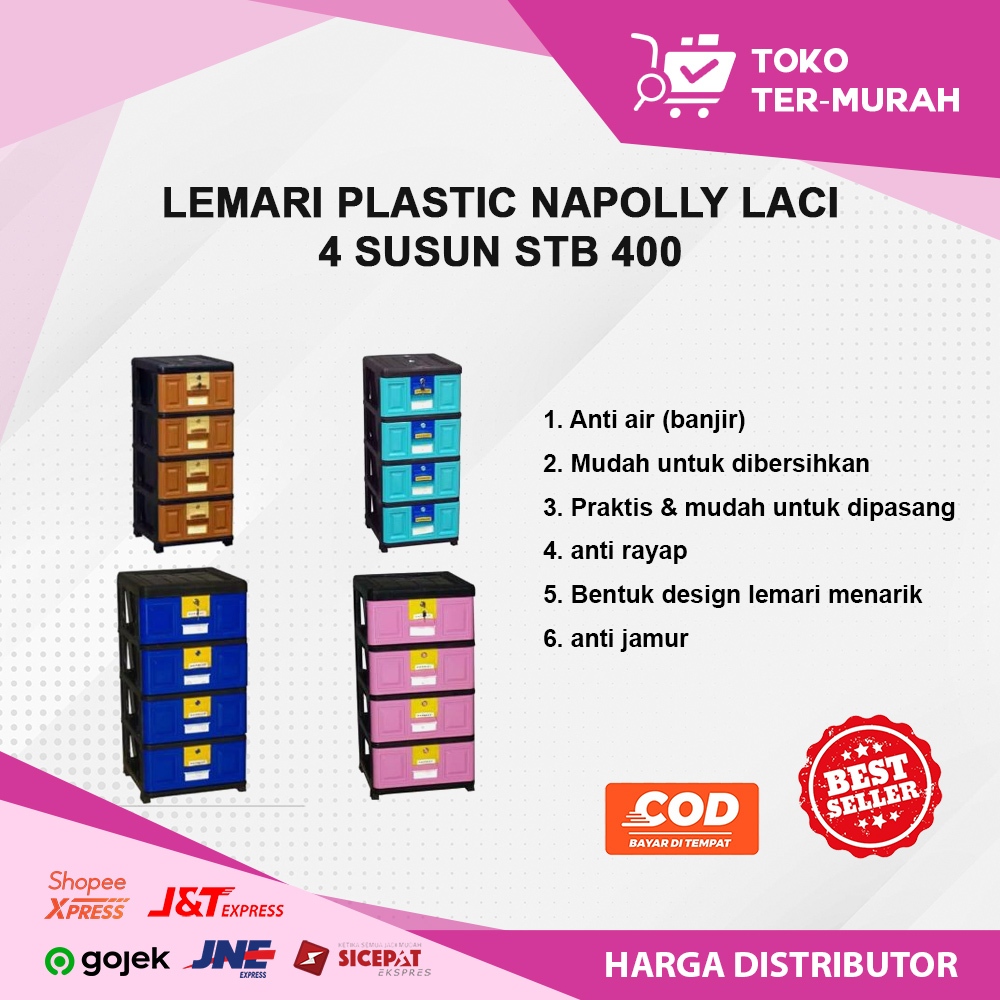 Jual LEMARI PLASTIC NAPOLLY LACI 4 SUSUN STB 400 LEMARI PAKAIAN PLASTIK ...