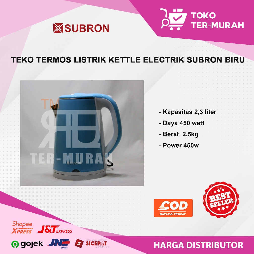 Jual TEKO TERMOS LISTRIK KETTLE ELECTRIK SUBRON BIRU KETTLE LISTRIK ...