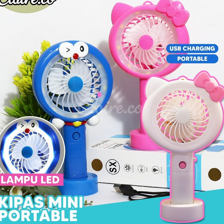 Jual Kipas Angin LED Mini Portable karakter Lucu Doraemon dan Hello ...