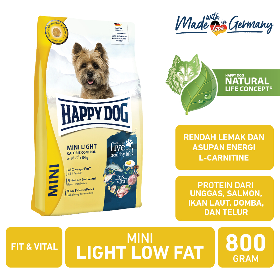 Jual Happy Dog Makanan Anjing Mini Sterilised | Light Low Fat 800gr ...