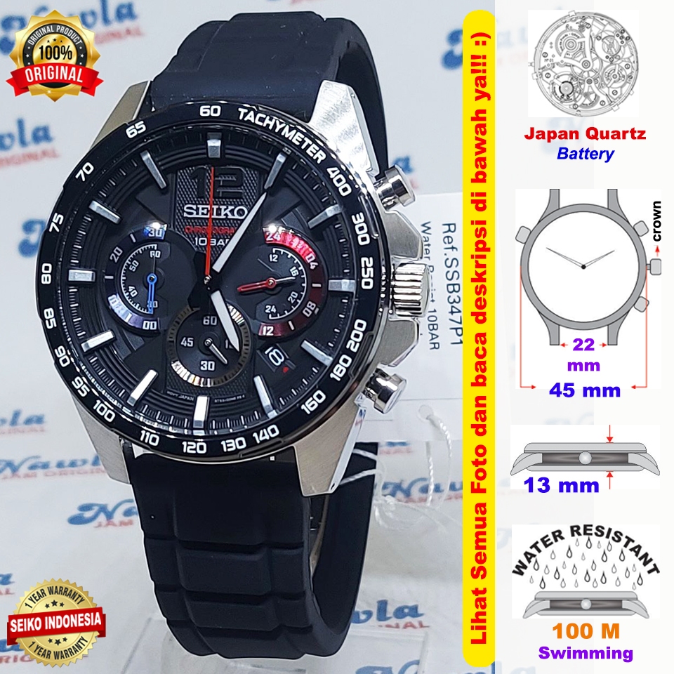 Jual Seiko Quartz SSB347P1 Chronograph Black Dial - Jam Tangan Pria ...