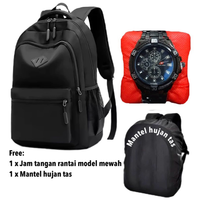 Jual TAS RANSEL BACKPACK PRIA GRATIS JAM TANGAN ANALOG TAMPILAN MEWAH ...
