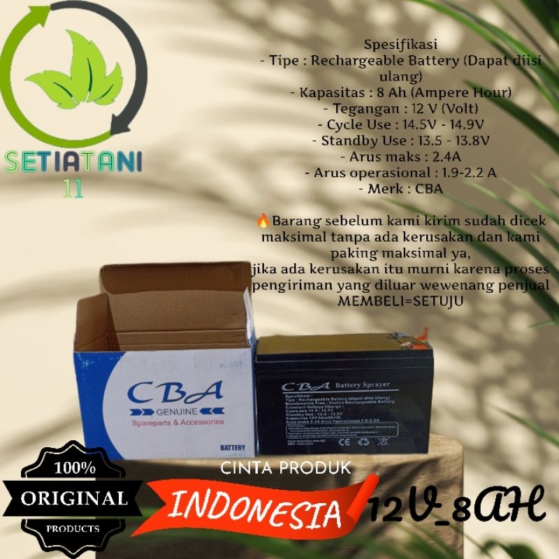 Jual Aki Kering Tangki Sprayer CBA ELektrik 12V_8AH Original | Shopee Indonesia