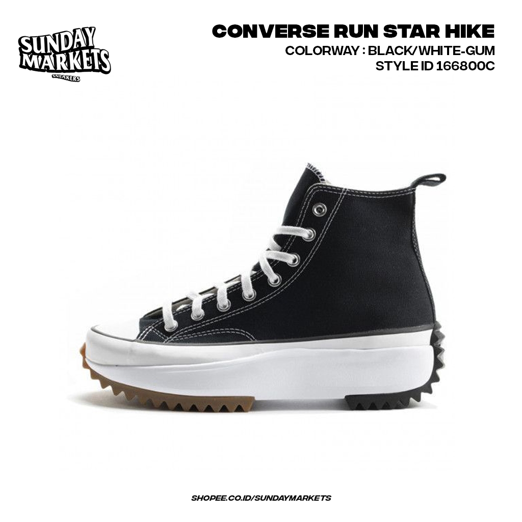 Jual Sepatu Converse Run Star Hike Hi Black/White/Gum BNIB 100% Global ...