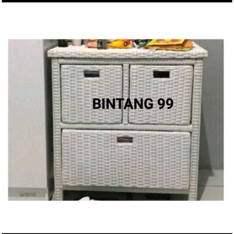 Jual Meja Tv Minimalis Lemari Rotan Sintetis 3 Laci Mini Rak Susun ...