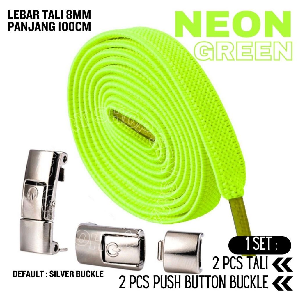 Jual (N) SUPER KEREN Tali Sepatu Elastis 8mm Dengan Pengait Tombol Push ...
