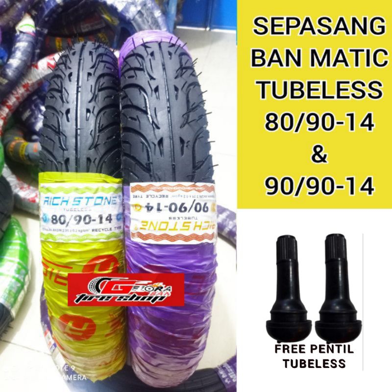 Jual SEPASANG BAN MONTOR MATIC TUBELES 80/90-14 & 90/90-14 ban matic ...