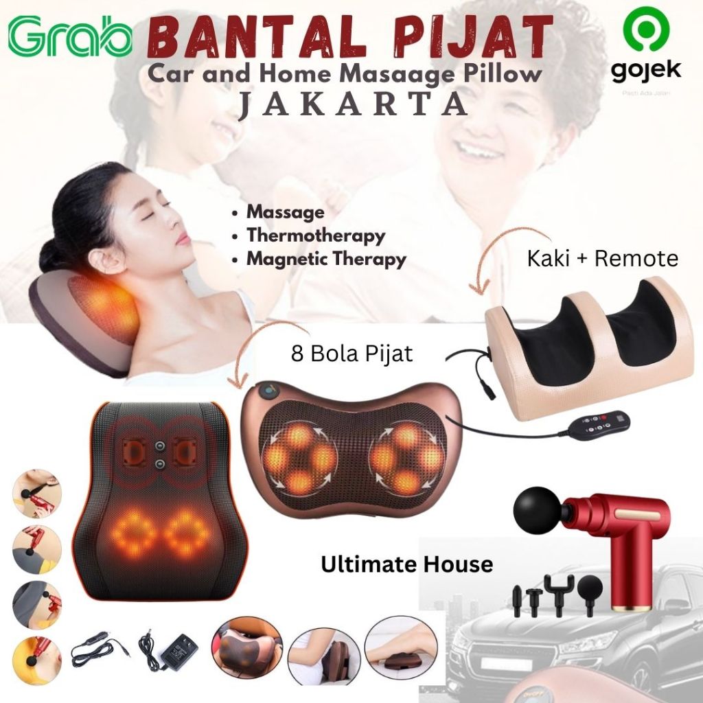 Jual Bantal Pijat Portable Bantal Pijat 8 Bola Massage Pillow Mobil Dan ...