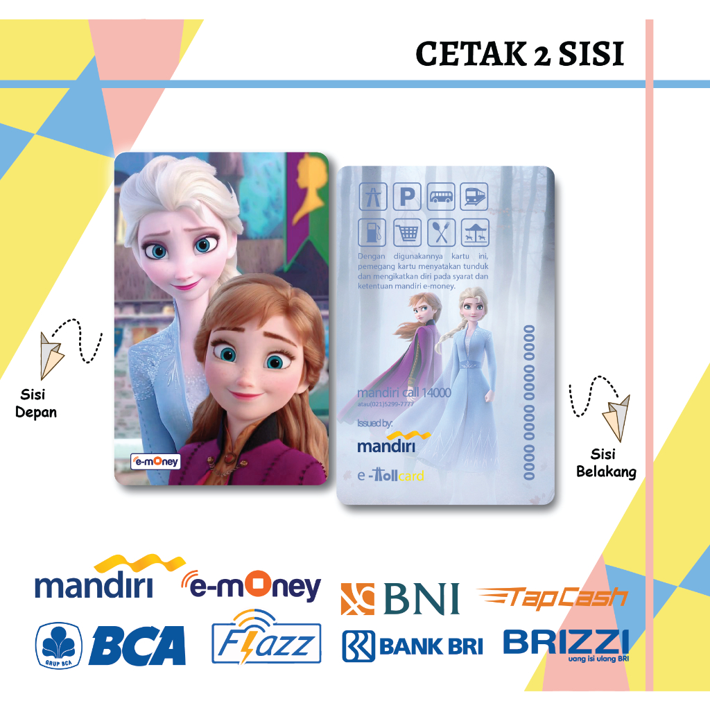 Jual KARTU EMONEY ETOLL ANIME FROZEN ELSA ANNA MANDIRI FLAZZ BCA GEN 2 ...
