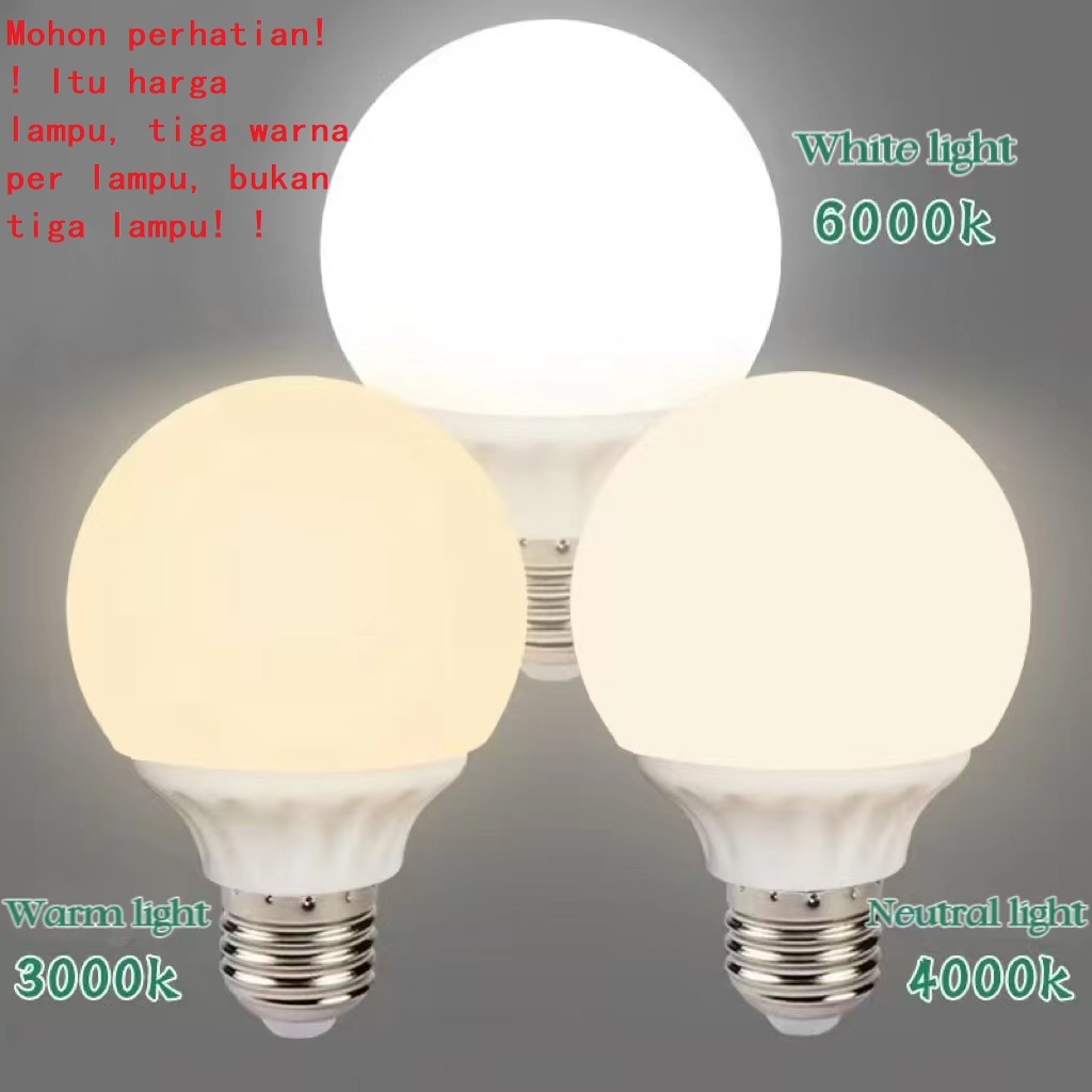 Jual Lampu Bohlam LED 3 Warna Cahaya 5W 7W 9W 12W (Putih, Kuning, & Warm white) Fitting Putar ...