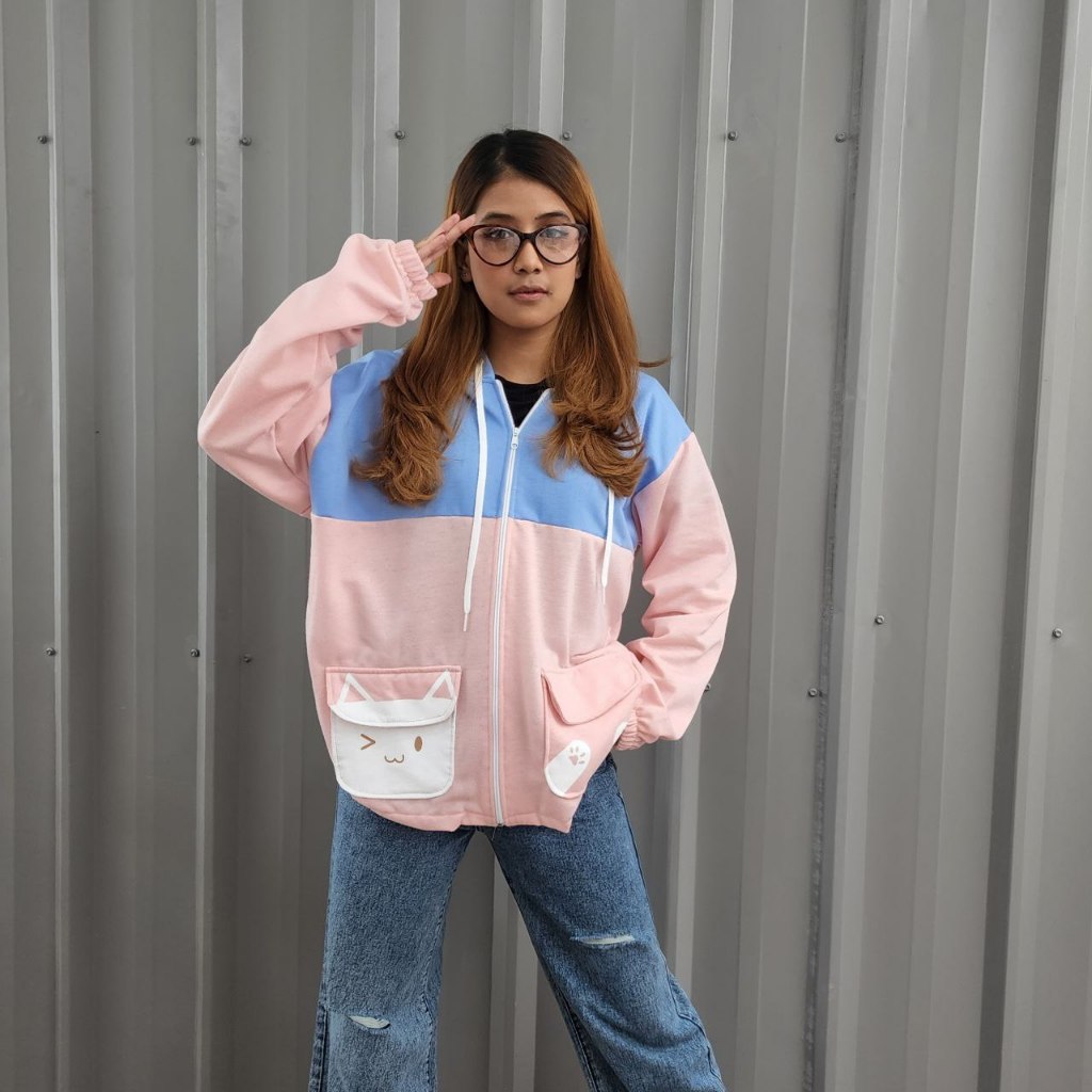 Jual NOUSKA - CATTIE POCKIE ZIPPER Jaket Hoodie Lucu Korea Kucing ...