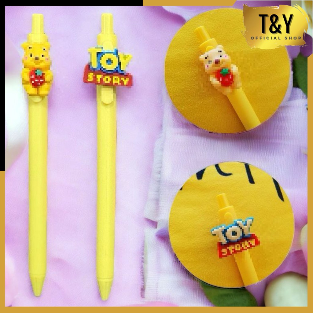 Jual T&Y Pulpen Kartun Bear Kuning Tinta Gel Cair Hitam Motif Animasi ...