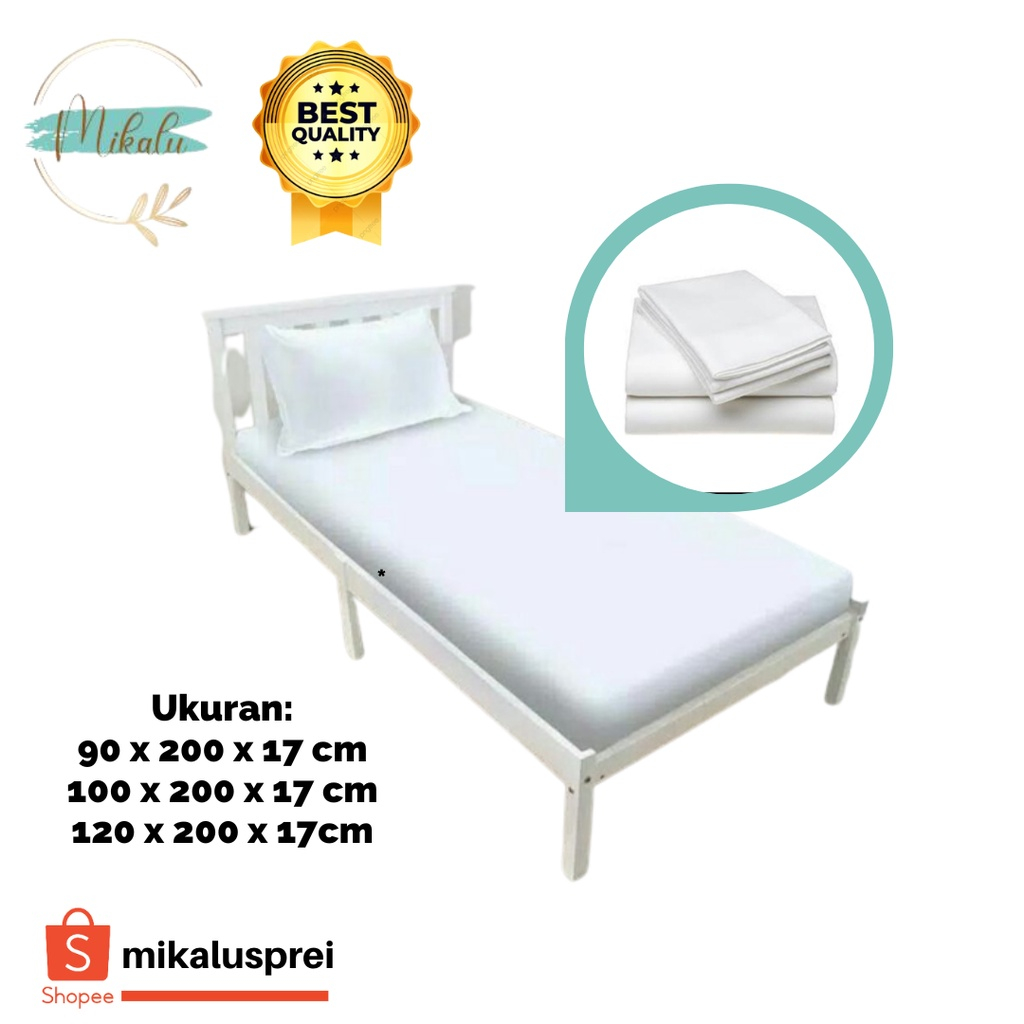 Jual Sprei Putih Polos Mikrotex Obral Single By Mikalu | Twin Fitted Ukuran 90X200 120X200 ...