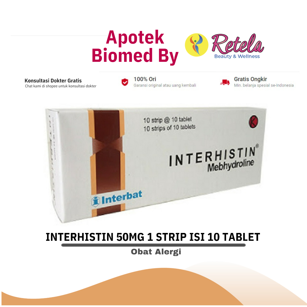 Jual INTERHISTIN 50MG 1 STRIP ISI 10 TABLET | Shopee Indonesia
