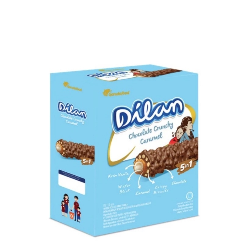 Jual Dilan Chocolate Crunchy Caramel 5 in 1/Dilan 1 box Isi 12 pcs ...