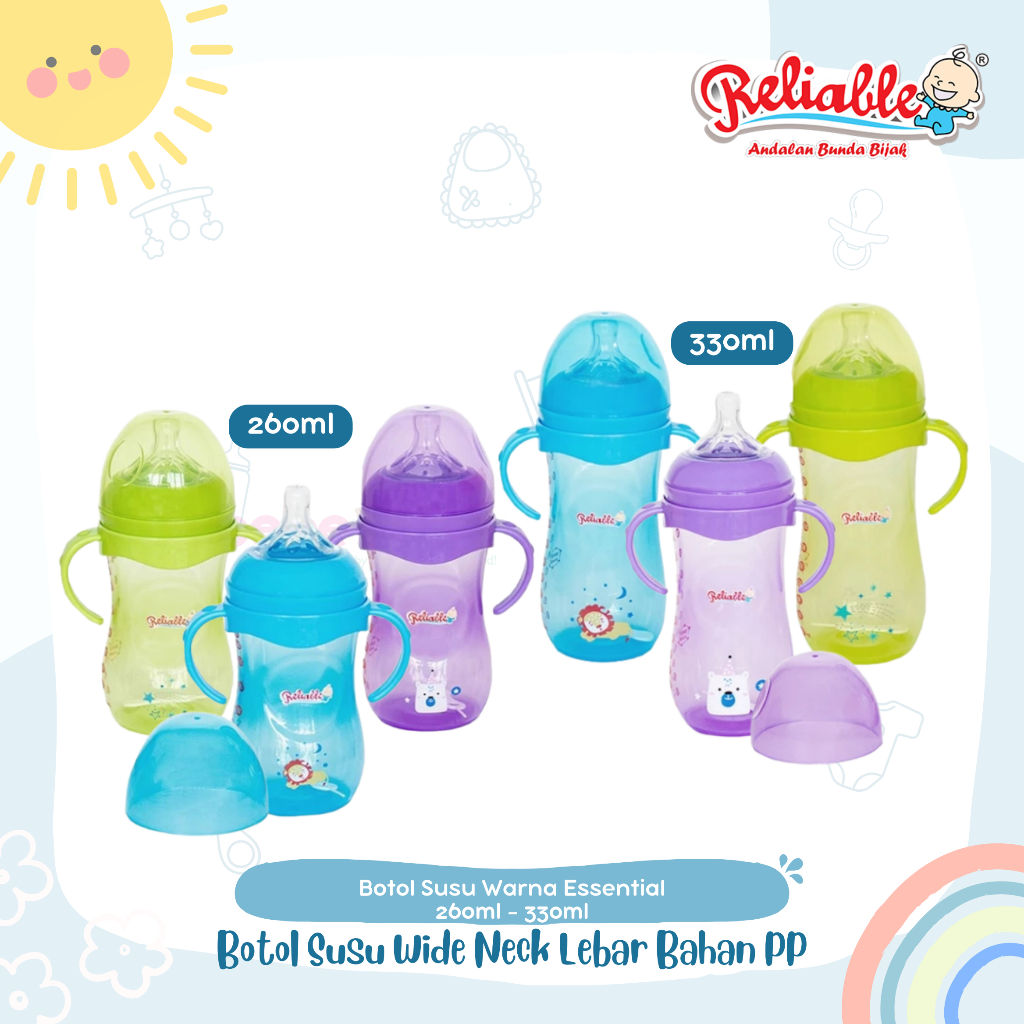 Jual Reliable Botol Bayi Warna Essential 260ml 330ml Dot Wide Neck ...