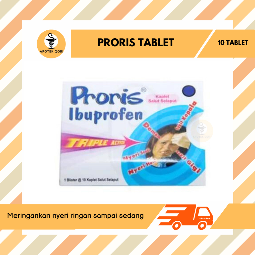 Jual PRORIS STRIP @ 10 TABLET/IBUPROFEN 200 MG/NYERI/DEMAM/NYERI HAID ...