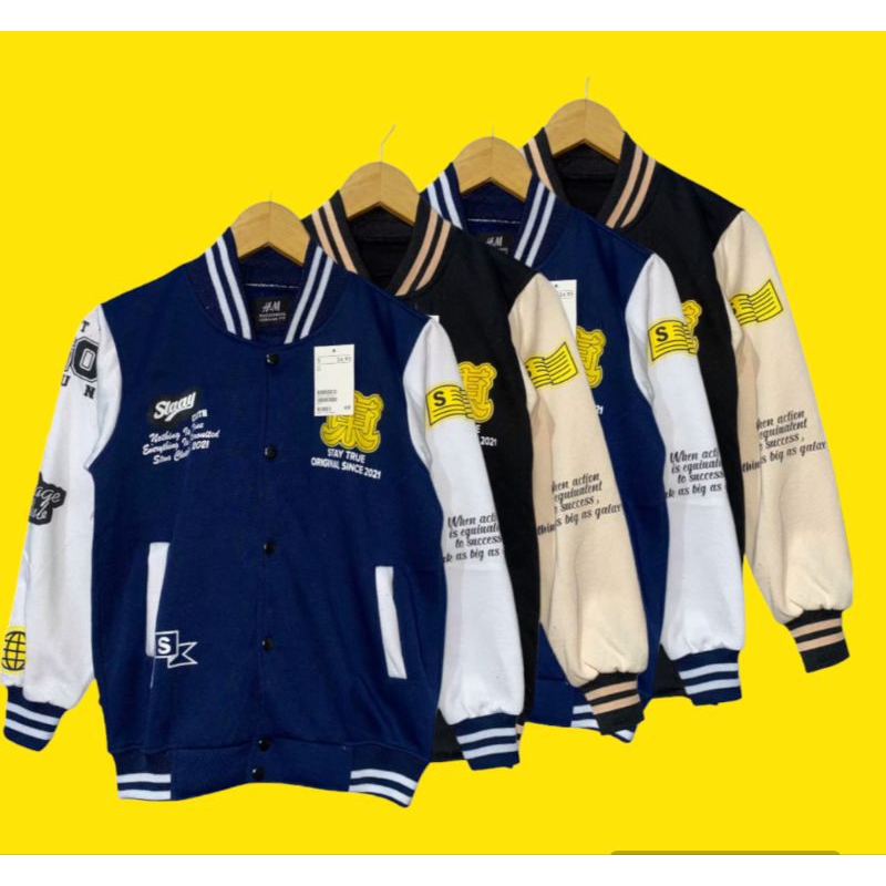 Jual Jaket varsity/Jaket Baseball Dewasa Full Bordir Bahan Fleece Tebal ...