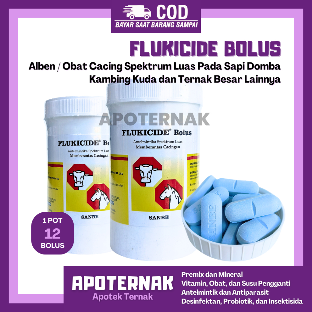 Jual FLUKICIDE 12 BOLUS - Obat Cacing Spektrum Luas Untuk Sapi Kuda dan ...