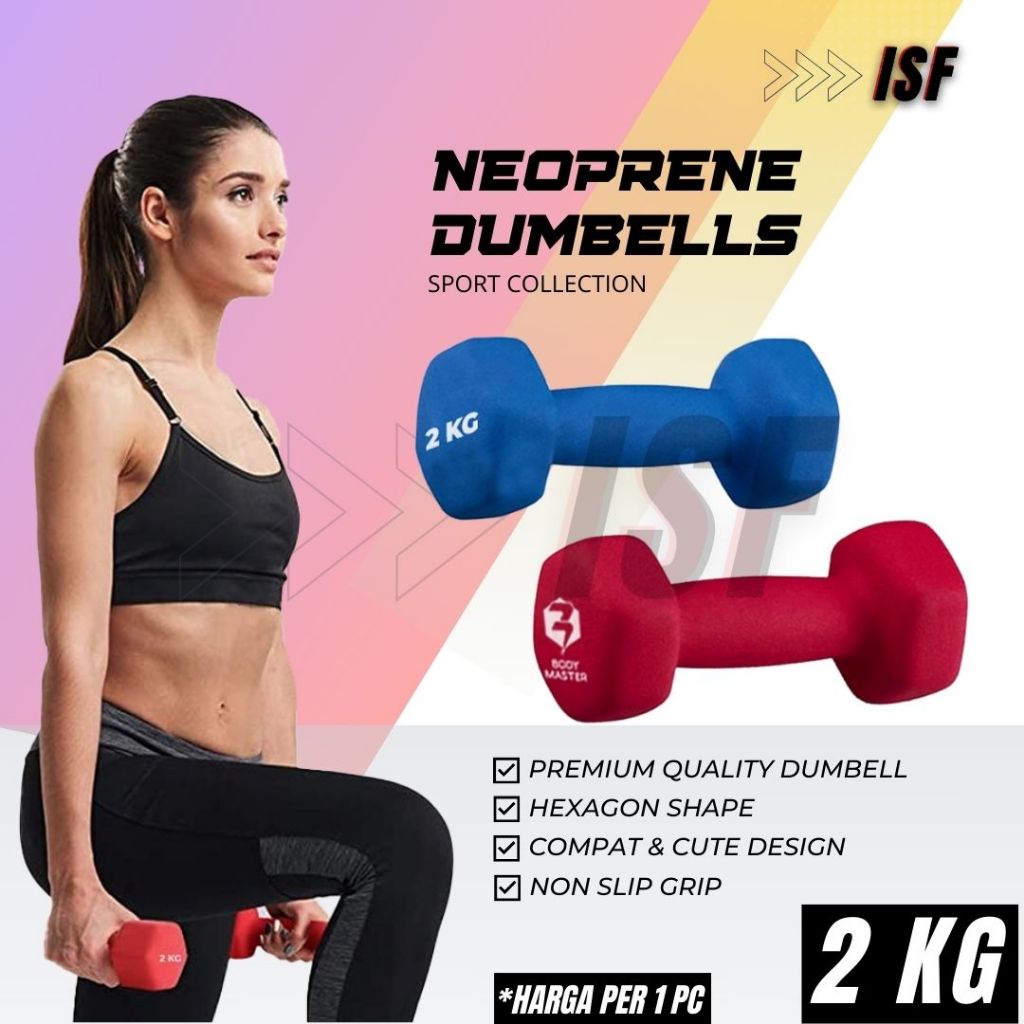 Jual ISF Dumbel Neoprene Dumbbell Barbel Non Slip Mini Dumbell Gym 2KG 2 KG Dambel Dambell ...
