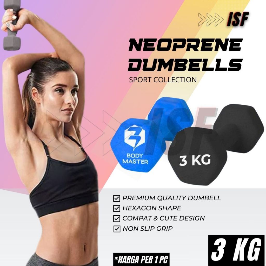 Jual ISF Dumbell Neoprene Dumbbell Barbel Non Slip Mini Dumble Gym 3KG ...