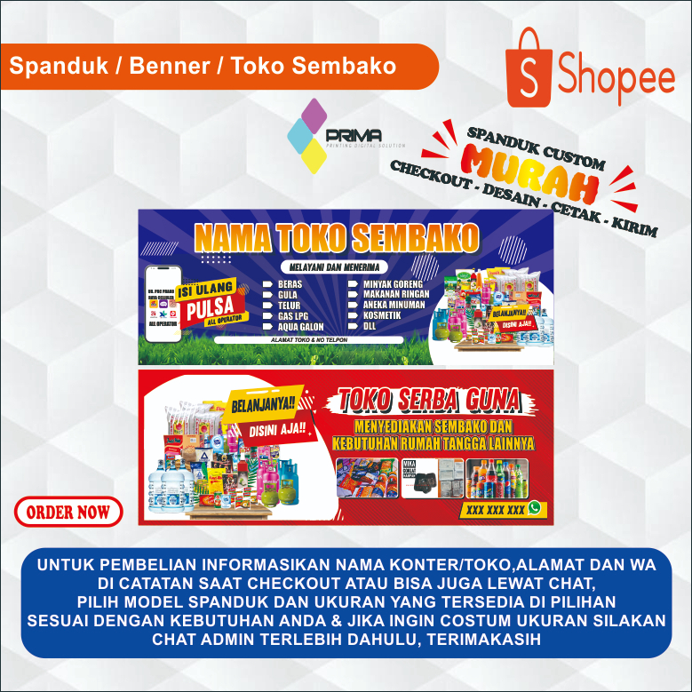 Jual SPANDUK BANNER TOKO SEMBAKO/CETAK SPANDUK BANNER CUSTOM | Shopee Indonesia