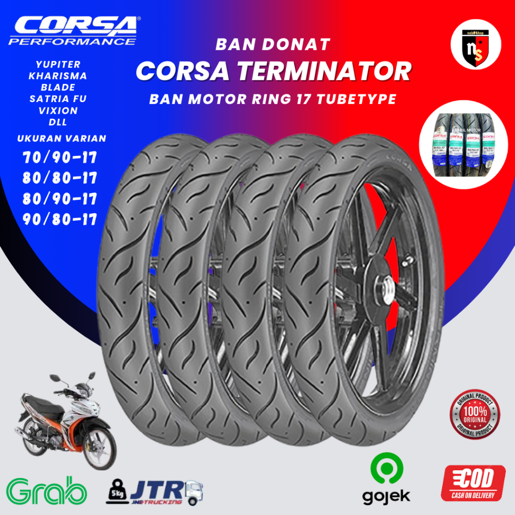 Jual Ban Motor Corsa Terminator 80/80 Ring 17 Tube Type | Shopee Indonesia