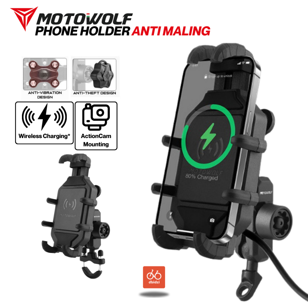 Jual Motowolf Holder Handphone HP Motor USB Wireless Charger Stabilizer ...