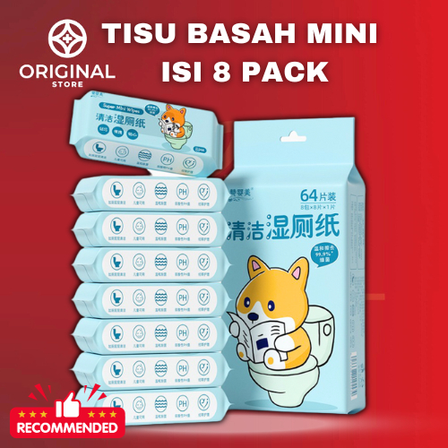 Jual Tissue basah mini Tisu basah karakter wet wipes 1 pack isi 8 ...