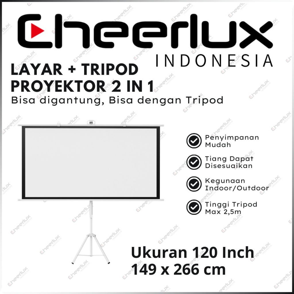 Jual Layar Projector | Screen Tripod Proyektor 120 Inch 16:9 dan 4:3 ...