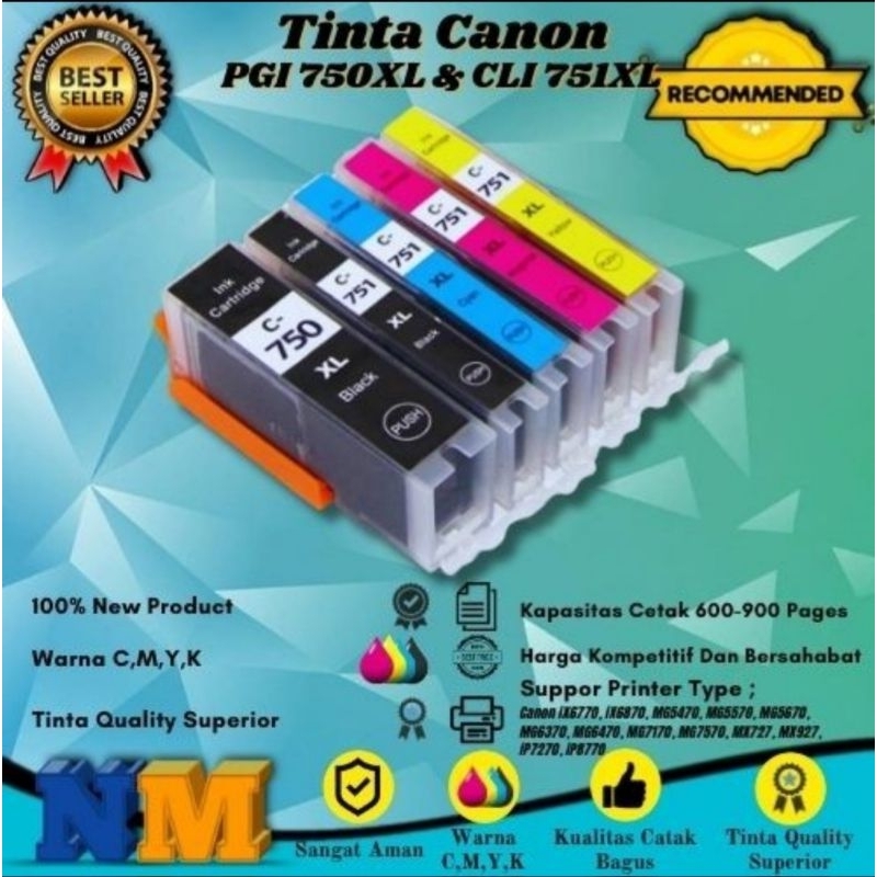 Jual Tinta Canon Compatibel PGI 750 CLI 751 for iX 6770 iX6870 | Shopee ...