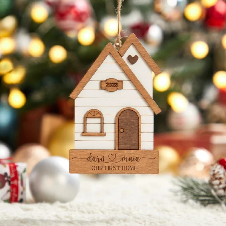 Jual Ornamen Natal Rumah Kayu Custom / Wooden Christmas House Ornament ...