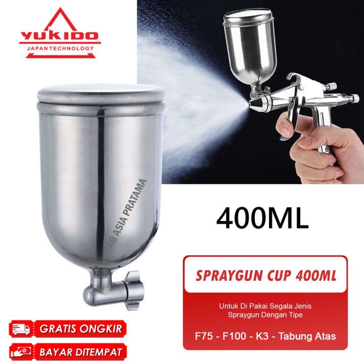 Jual Tabung Cat 400ml Tabung Spray Gun Cup Stainless Cocok Untuk Semua ...