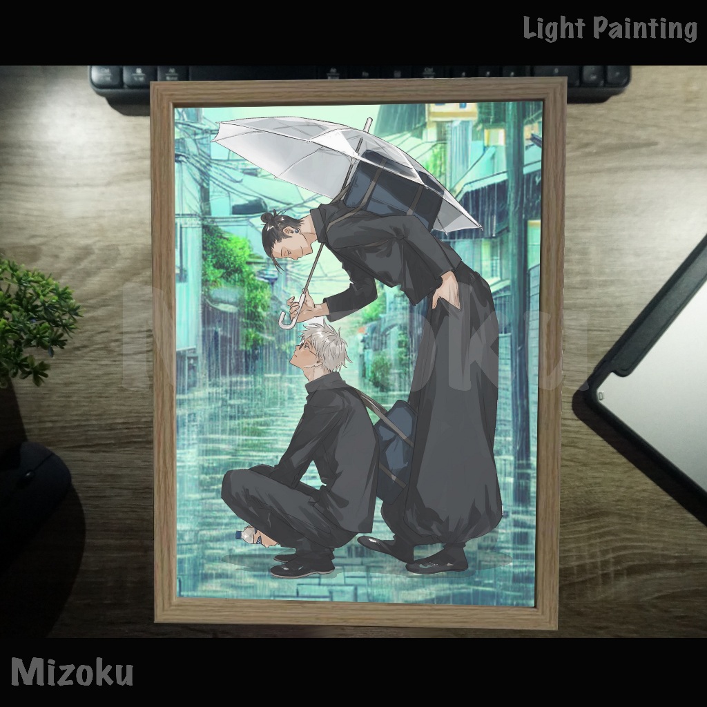 Jual LIGHT PAINTING ANIME JUJUTSU KAISEN GOJO GETO RAINY UMBRELLA SCENE ...