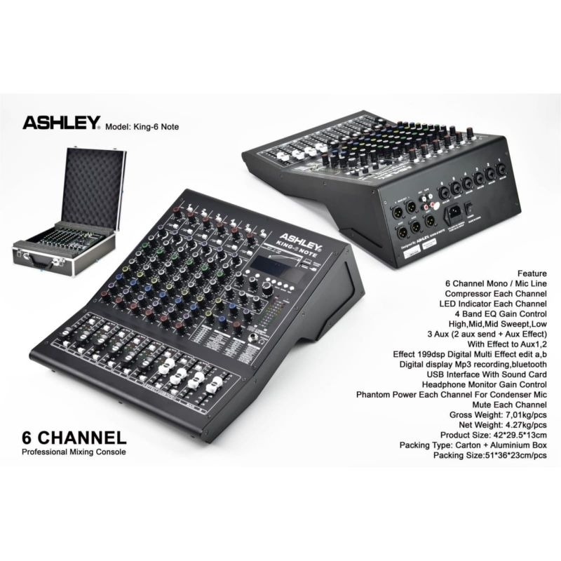 Jual Mixer Ashley King 6 Note Original 6 Channel Bluetooth - USB | Shopee Indonesia