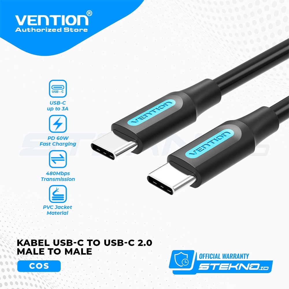 Jual Vention Kabel Data USB Type C to C Fast Charging 3A Male to Male ...