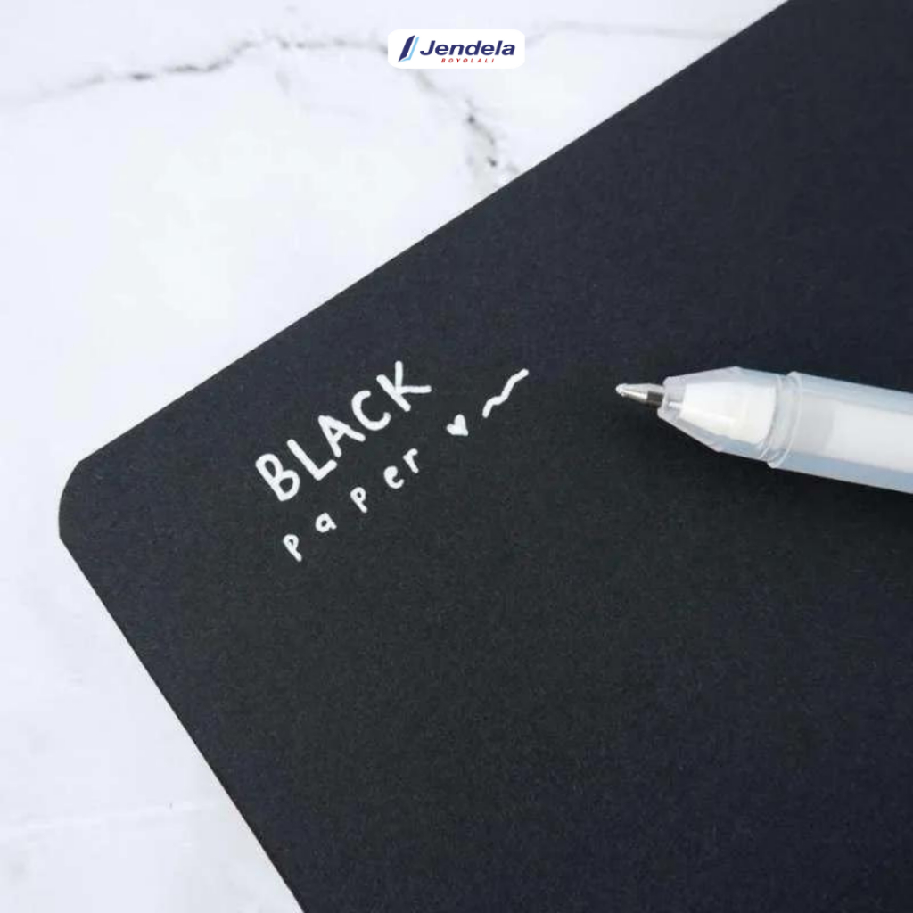 Jual Notebook Black Paper Plain Pocket Notes & B5 Panmomo Gelpen White ...