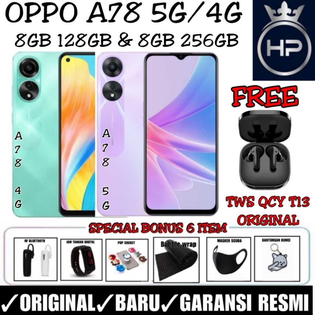 Jual OPPO A78 5G NFC 8/128 & OPPO A78 4G 8/256 PLUS 8GB EXTENDED RAM GARANSI RESMI OPPO | Shopee ...